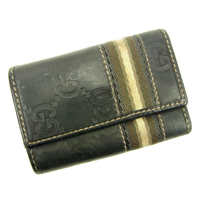 【BIGお買い物ラリー★30%OFFセール中】グッチ GUCCI キーケースグッチシマ グリーン レディース 中古