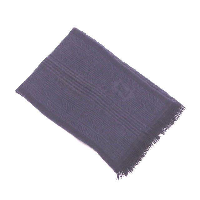 【X'masセール★30%OFF】ルイ・ヴィトン LOUIS VUITTON マフラーストライプ グレー×ブラック レディース 中古