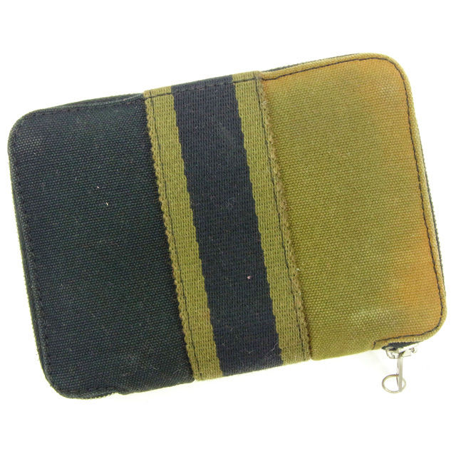 【BIGお買い物ラリー★30%OFFセール中】エルメス HERMES 二つ折り財布フールトゥ パースPM ブラック×カーキ レディース 中古