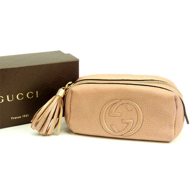 【X'masセール★30%OFF】グッチ GUCCI 化粧ポーチインターロッキング ピンク レディース 中古