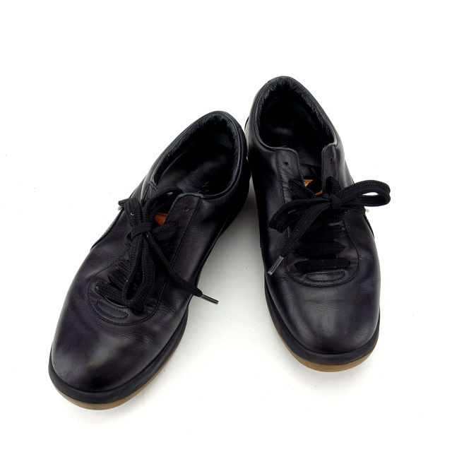 【BIGお買い物ラリー★30%OFFセール中】ルイ・ヴィトン LOUIS VUITTON スニーカーロゴ ♯35ハーフ ブラック×ベージュ レディース 中古