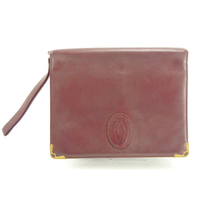 【BIGお買い物ラリー★30%OFFセール中】カルティエ CARTIER クラッチバッグマストライン ボルドー レディース 中古