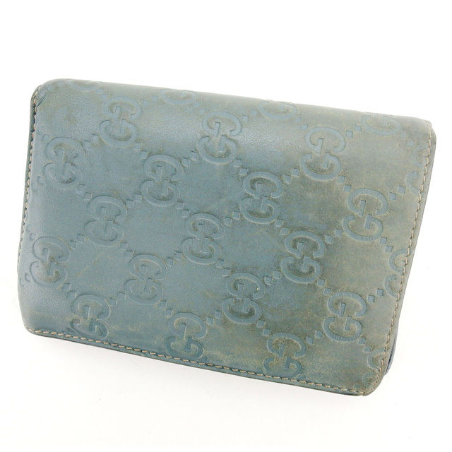 【BIGお買い物ラリー★30%OFFセール中】グッチ GUCCI 札入れグッチシマ ブルー レディース 中古