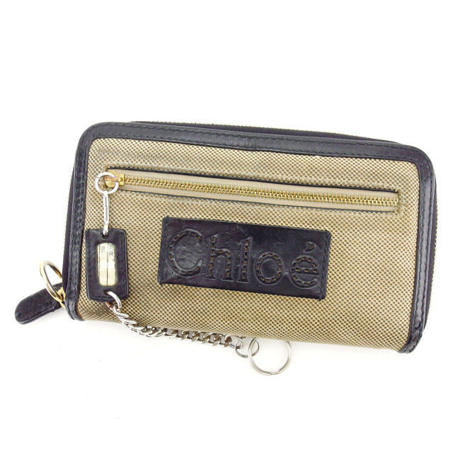 【BIGお買い物ラリー★30%OFFセール中】クロエ Chloe 長財布ハーレー ベージュ×ブラウン系 レディース 中古