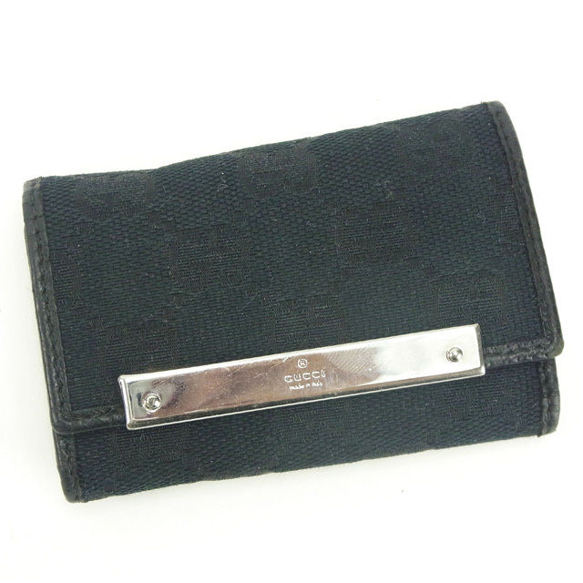 【BIGお買い物ラリー★30%OFFセール中】グッチ GUCCI キーケースＧＧキャンバス ブラック レディース 中古