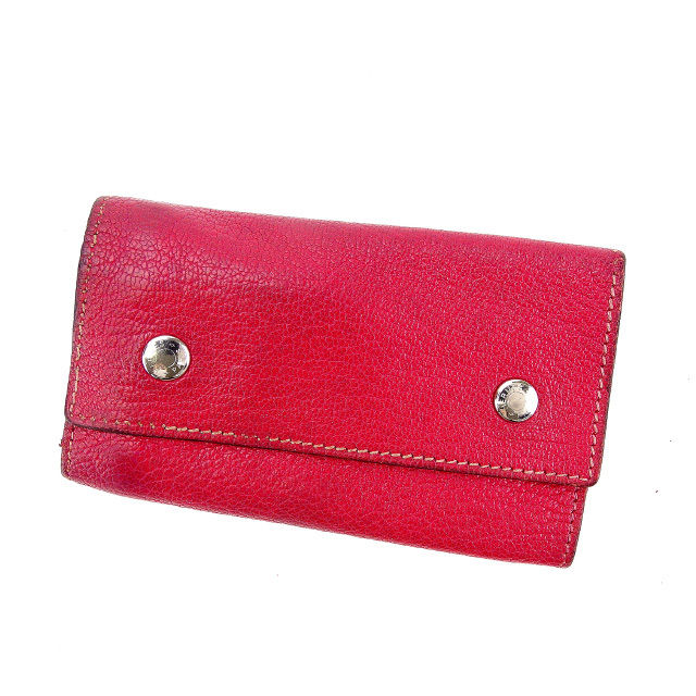 【BIGお買い物ラリー★30%OFFセール中】エルメス HERMES キーケースセリエ チェリーピンク×シルバー レディース 中古