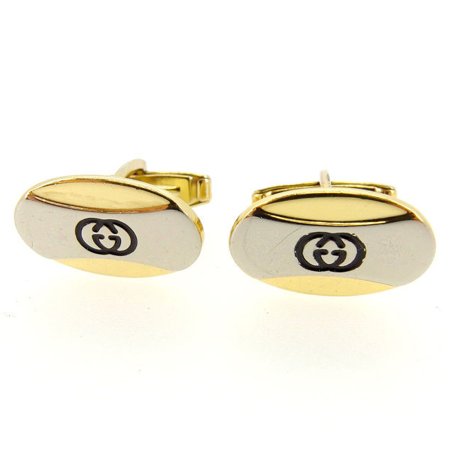 【X'masセール★30%OFF】グッチ GUCCI カフスインターロッキングG ゴールド×シルバー×ブラック レディース 中古