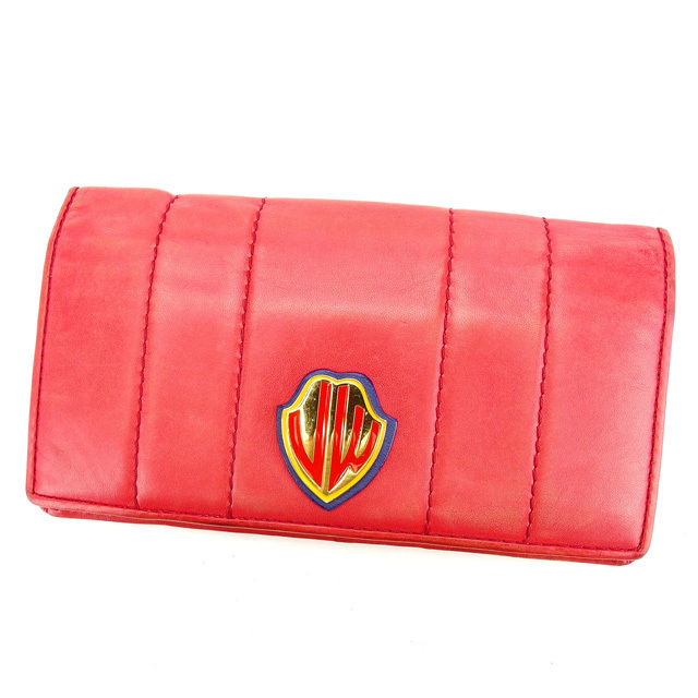 【BIGお買い物ラリー★30%OFFセール中】ヴィヴィアンウエストウッド Vivienne Westwood 長財布 レッド×ベージュ レディース 中古