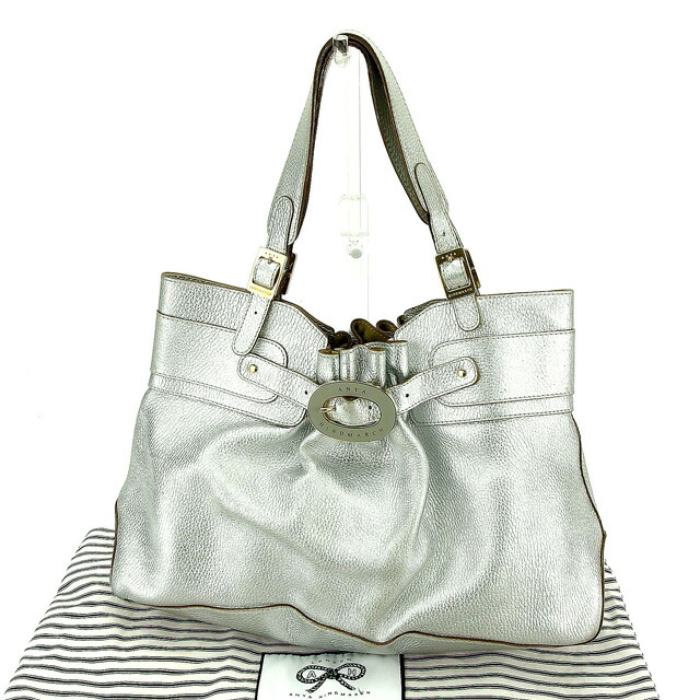 【BIGお買い物ラリー★30%OFFセール中】アニヤ・ハインドマーチ Anya Hindmarch ショルダーバッグベルトデザイン シルバー×ゴールド レディース 中古