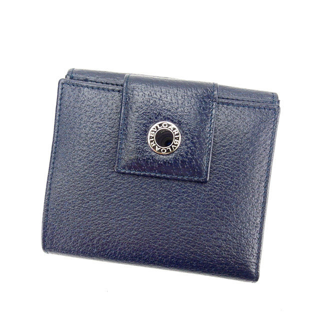 【X'masセール★30%OFF】ブルガリ BVLGARI 二つ折り財布ブルガリ　ブルガリ ネイビー レディース 中古