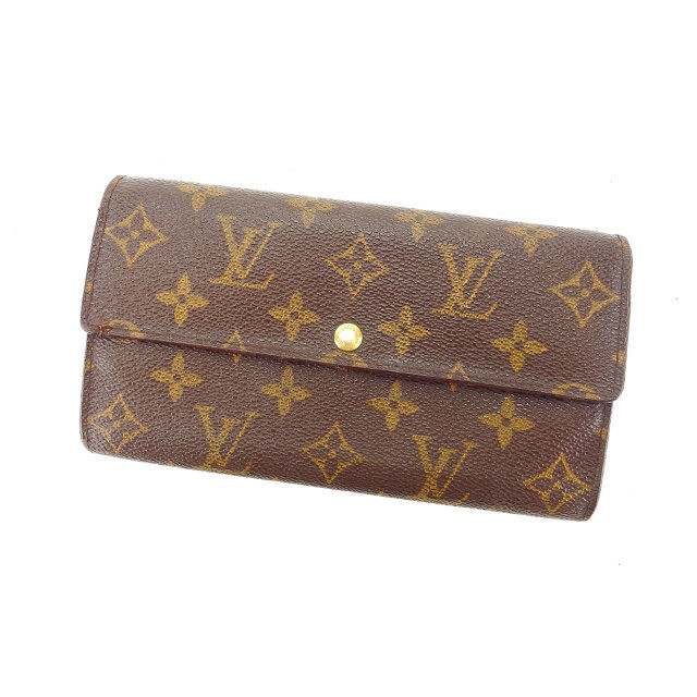【BIGお買い物ラリー★30%OFFセール中】ルイ・ヴィトン LOUIS VUITTON 長財布モノグラム ポシェットポルトモネクレディ ブラウン レディース 中古