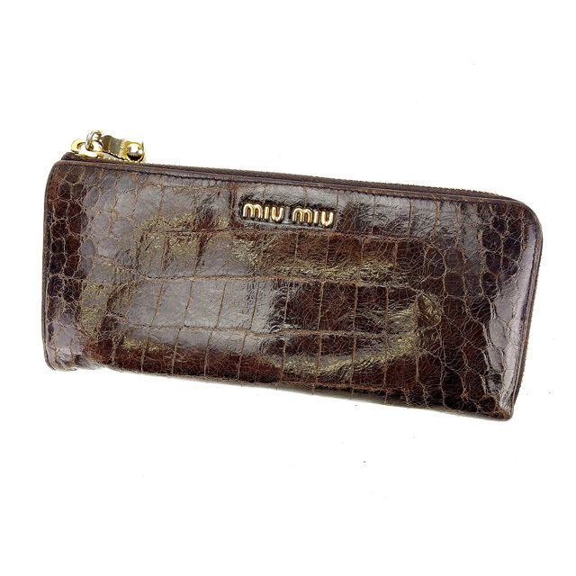 【BIGお買い物ラリー★30%OFFセール中】ミュウミュウ MIUMIU 長財布クロコダイル型押し 14057 レディース 中古