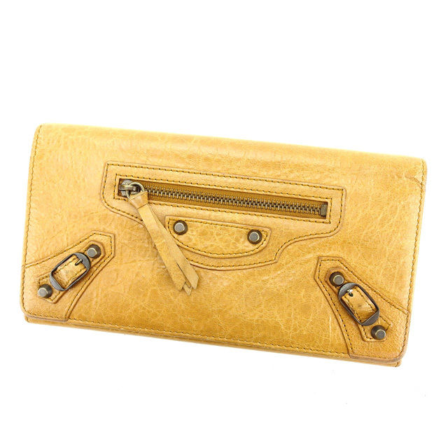 【BIGお買い物ラリー★30%OFFセール中】バレンシアガ BALENCIAGA 長財布ザマネー ベージュ×アンティークゴールド レディース 中古