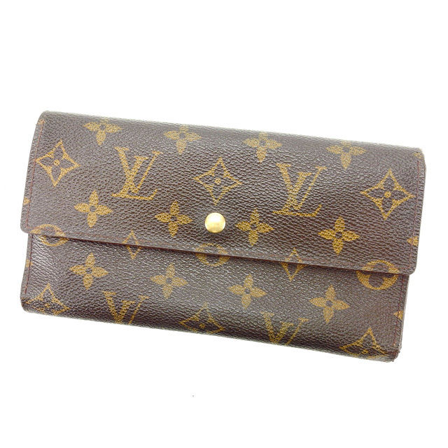 【BIGお買い物ラリー★30%OFFセール中】ルイ・ヴィトン LOUIS VUITTON 三つ折り財布モノグラム /ポルトトレゾールインターナショナル ブラウン レディース 中古