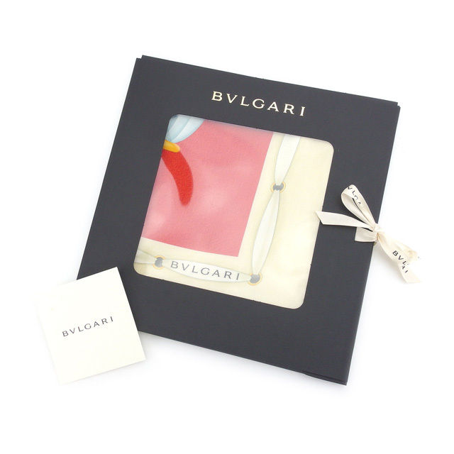 【BIGお買い物ラリー★30%OFFセール中】ブルガリ BVLGARI スカーフトプカピ ターバン柄 レッド×ベージュ系 レディース 中古