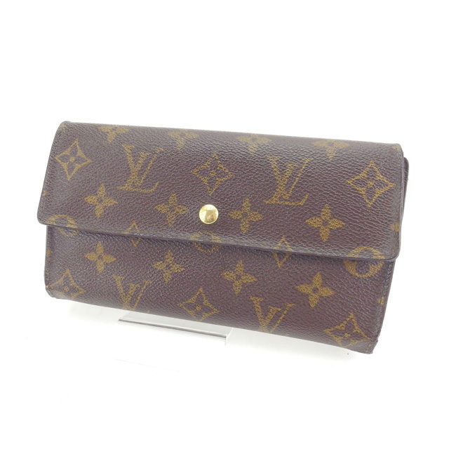【BIGお買い物ラリー★30%OFFセール中】ルイ・ヴィトン LOUIS VUITTON 長財布モノグラム ポルトトレゾールインターナショナル ブラウン レディース 中古