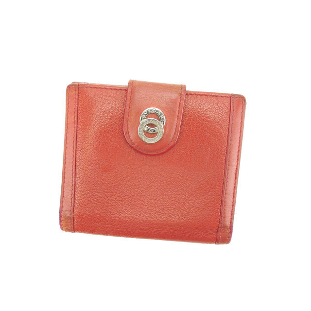 【BIGお買い物ラリー★30%OFFセール中】ブルガリ BVLGARI 二つ折り財布 レッド×シルバー レディース 中古
