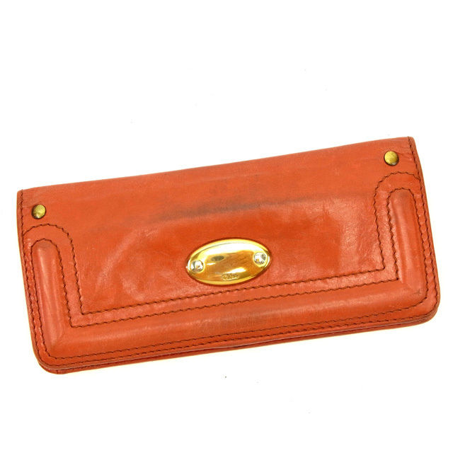 【BIGお買い物ラリー★30%OFFセール中】クロエ Chloe 長財布 オレンジ レディース 中古