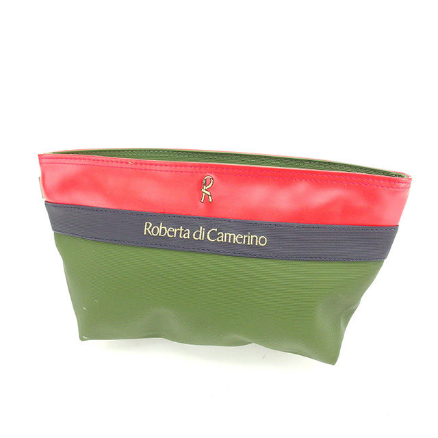 【BIGお買い物ラリー★30%OFFセール中】ロベルタ・ディ・カメリーノ Roberta di Camerino セカンドバッグRマーク グリーン×レッド×ネイビー レディース 中古
