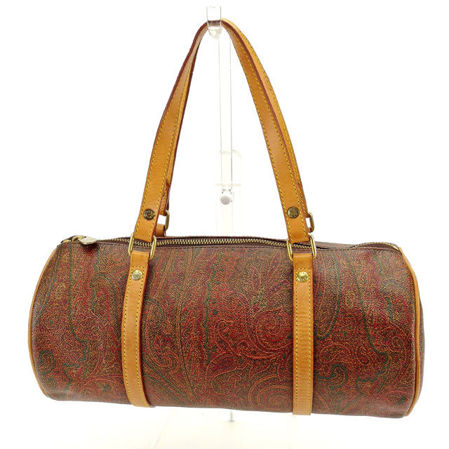 【BIGお買い物ラリー★30%OFFセール中】エトロ ETRO ハンドバッグペイズリー ブラウン系×ベージュ×ゴールド レディース 中古