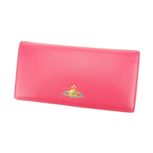 【BIGお買い物ラリー★30%OFFセール中】ヴィヴィアンウエストウッド Vivienne Westwood 長財布オーブ ピンク レディース 中古