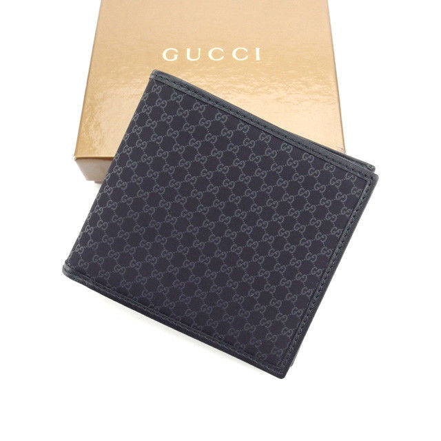 【BIGお買い物ラリー★30%OFFセール中】グッチ GUCCI 札入れマイクロＧＧ ブラック レディース 中古