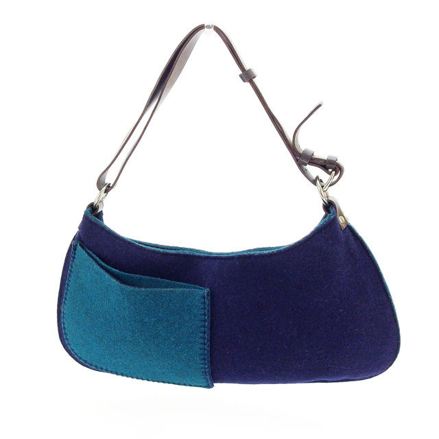 【X'masセール★30%OFF】フルラ Furla ショルダーバッグ ネイビー×グリーン レディース 中古