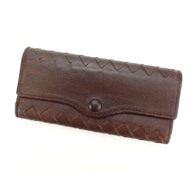 【BIGお買い物ラリー★30%OFFセール中】ボッテガヴェネタ BOTTEGAVENETA キーケースイントレチャート ダークブラウン×ゴールド レディース 中古