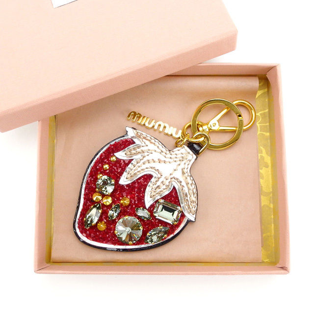 【X'masセール★30%OFF】ミュウミュウ MIUMIU キーリングビジュー 14060 レディース 中古