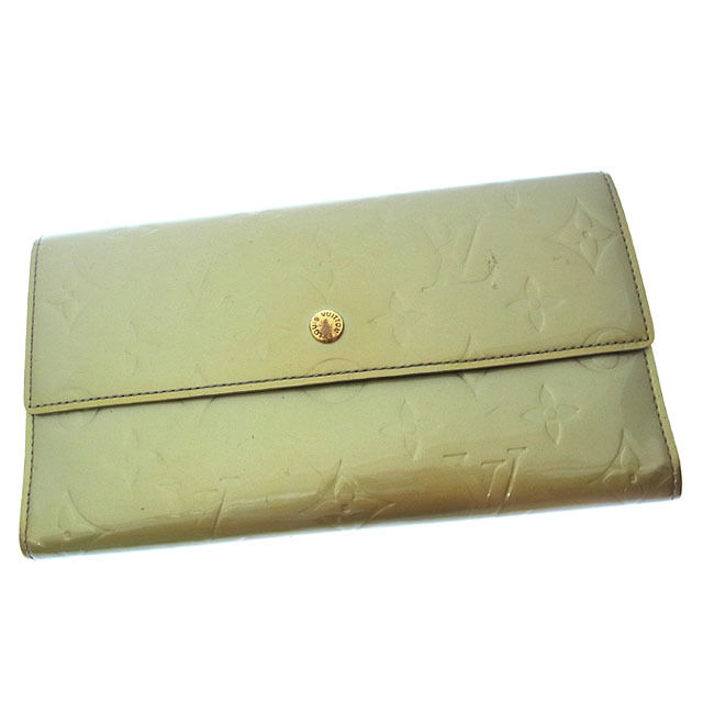 【X'masセール★30%OFF】ルイ・ヴィトン LOUIS VUITTON 長財布ヴェルニ ポルトトレゾールインターナショナル ライムイエロー レディース 中古