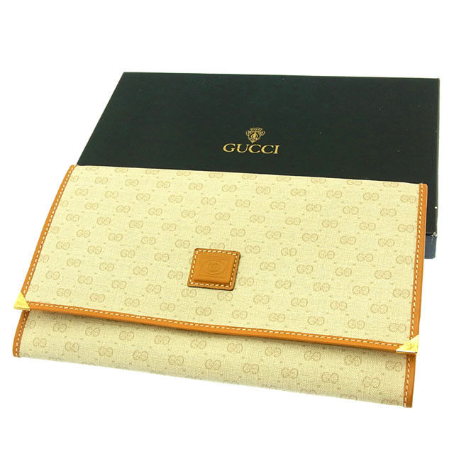 【BIGお買い物ラリー★30%OFFセール中】グッチ GUCCI 長財布マイクロＧＧ ヴィンテージ ベージュ×ライトブラウン×ゴールド レディース 中古