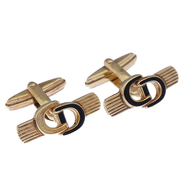 【BIGお買い物ラリー★30%OFFセール中】クリスチャンディオール Christian Dior カフスCDロゴ ゴールド×ブラック レディース 中古
