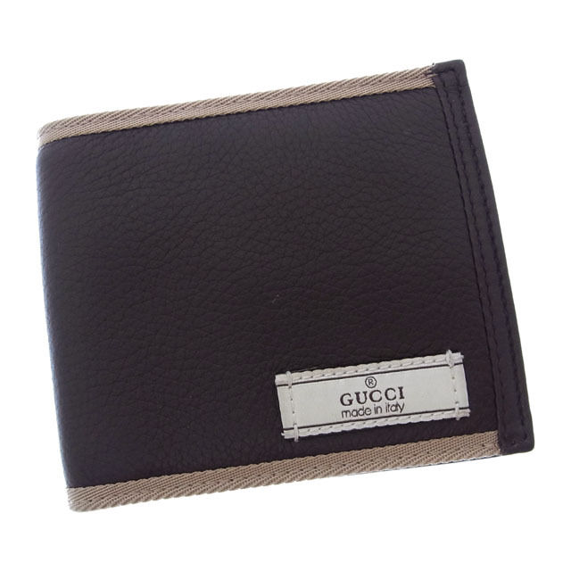 【X'masセール★30%OFF】グッチ GUCCI 札入れロゴ ブラウン×ベージュ レディース 中古