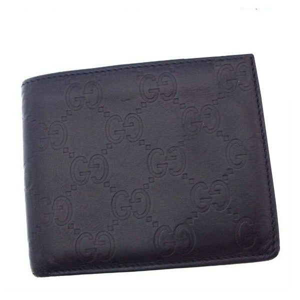【BIGお買い物ラリー★30%OFFセール中】グッチ GUCCI 二つ折り財布グッチシマ ブラック レディース 中古