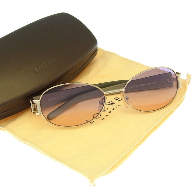 【X'masセール★30%OFF】ロエベ LOEWE サングラスフルリム サイドロゴ入り クリアパープル×ゴールド系 レディース 中古