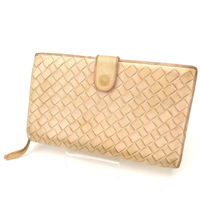 【BIGお買い物ラリー★30%OFFセール中】ボッテガヴェネタ BOTTEGAVENETA 長財布イントレチャート ピンク レディース 中古