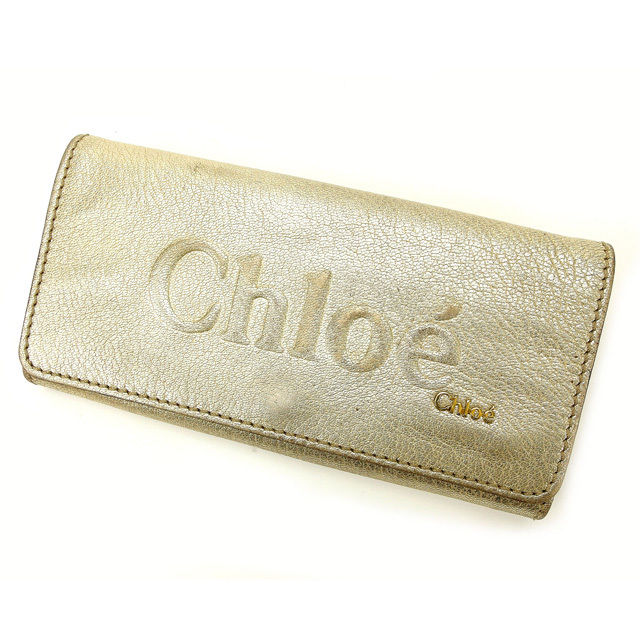 【BIGお買い物ラリー★30%OFFセール中】クロエ Chloe 長財布 ゴールド レディース 中古