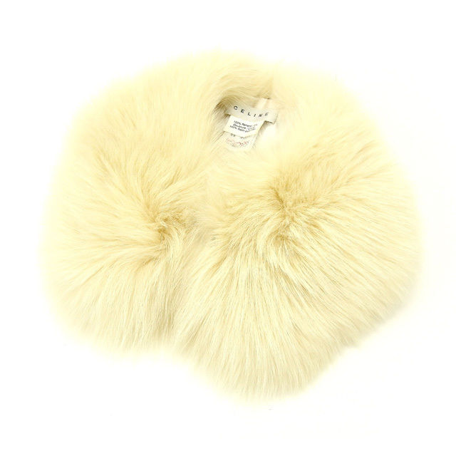 【X'masセール★30%OFF】セリーヌ CELINE マフラー ホワイト レディース 中古
