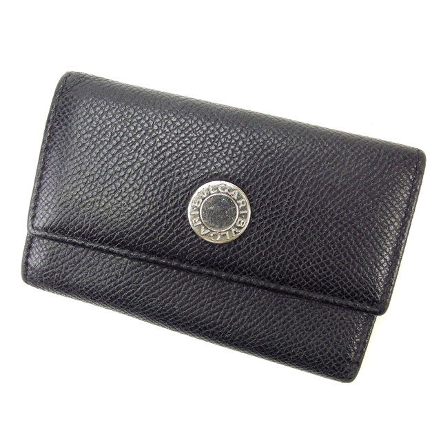 【BIGお買い物ラリー★30%OFFセール中】ブルガリ BVLGARI キーケース ブラック×シルバー レディース 中古