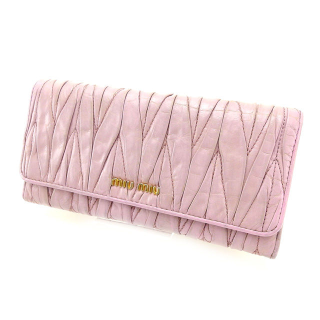 【X'masセール★30%OFF】ミュウミュウ MIUMIU 長財布 パープル レディース 中古