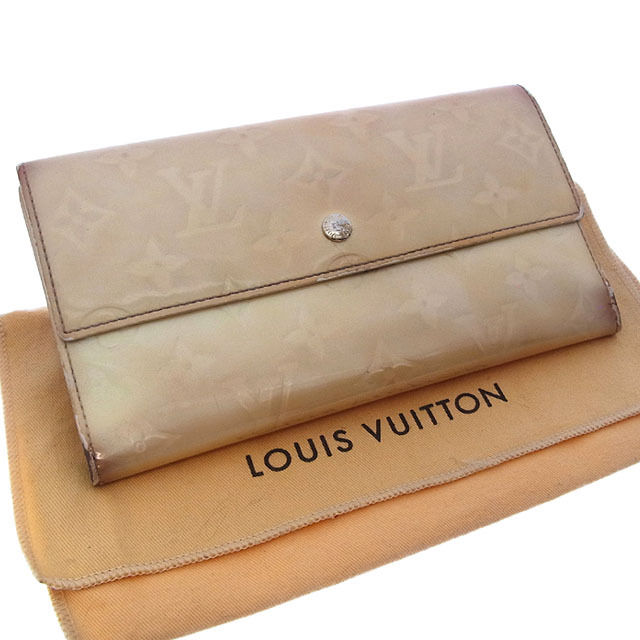 【BIGお買い物ラリー★30%OFFセール中】ルイ・ヴィトン LOUIS VUITTON 長財布ヴェルニ ポルトトレゾールインターナショナル ベージュ レディース 中古