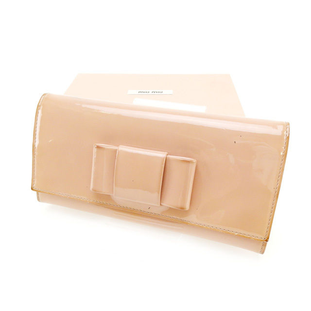 【BIGお買い物ラリー★30%OFFセール中】ミュウミュウ MIUMIU 長財布 ピンク レディース 中古