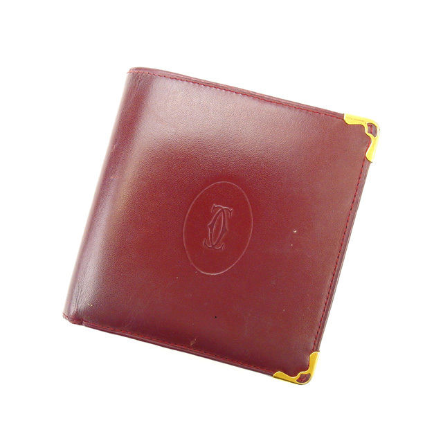 【BIGお買い物ラリー★30%OFFセール中】カルティエ CARTIER 二つ折り財布マストライン ボルドー レディース 中古