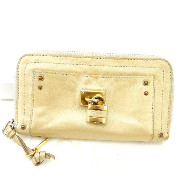 【X'masセール★30%OFF】クロエ Chloe 長財布バティントン ゴールド レディース 中古