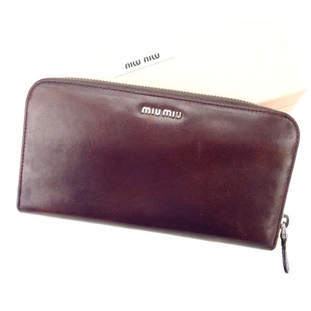 【BIGお買い物ラリー★30%OFFセール中】ミュウミュウ MIUMIU 長財布 パープル レディース 中古