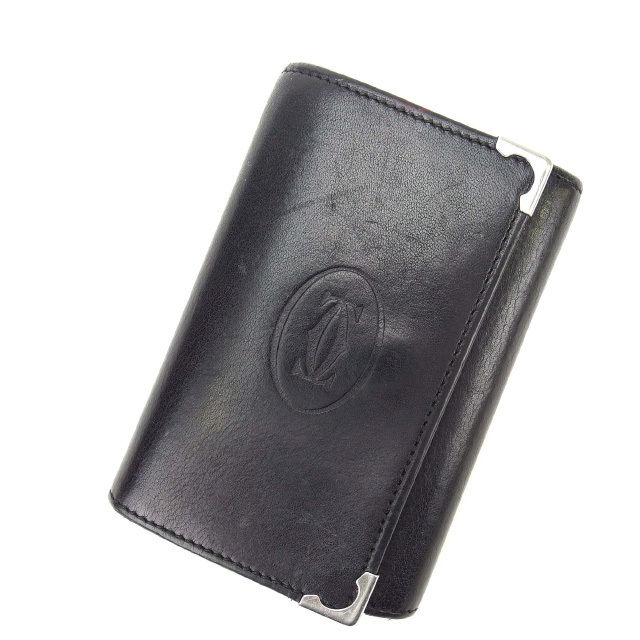 【BIGお買い物ラリー★30%OFFセール中】カルティエ CARTIER キーケースマストライン ブラック レディース 中古