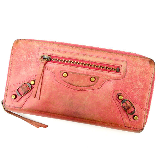 【BIGお買い物ラリー★30%OFFセール中】バレンシアガ BALENCIAGA 長財布 ピンク レディース 中古