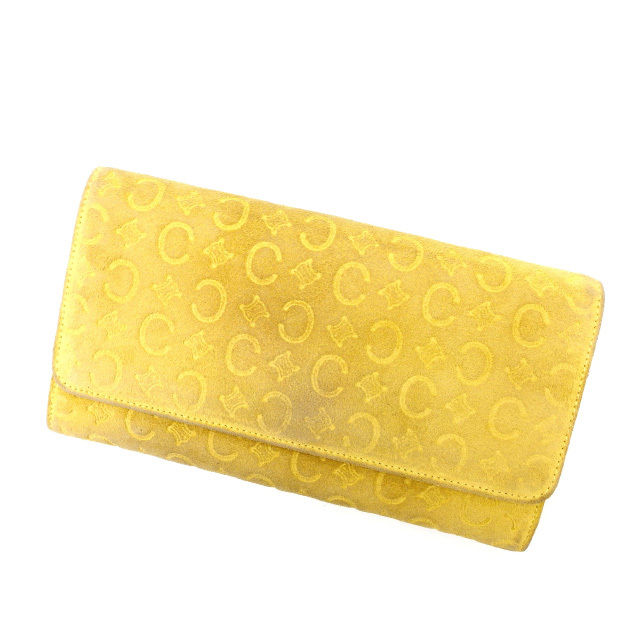 【BIGお買い物ラリー★30%OFFセール中】セリーヌ CELINE 長財布マカダム ベージュ×イエロー レディース 中古