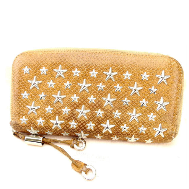 【X'masセール★30%OFF】ジミーチュウ JIMMY CHOO 長財布パイソン型押し ライトブラウン レディース 中古