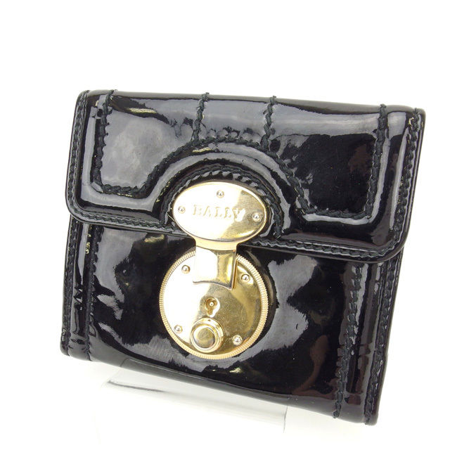 【BIGお買い物ラリー★30%OFFセール中】バリー BALLY 二つ折り財布 ブラック レディース 中古